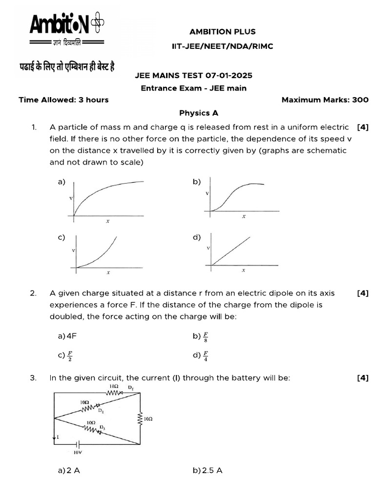 Jee Test 07-01-2025 Print | PDF