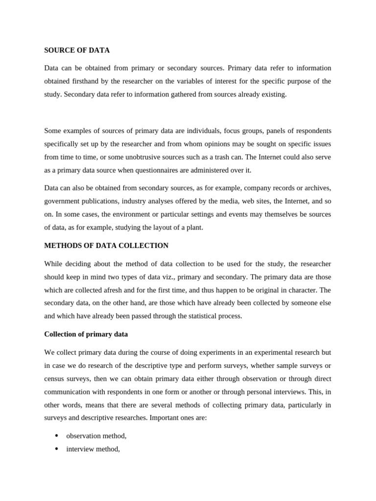 Methods of Data Collection | PDF | Survey Methodology | Questionnaire