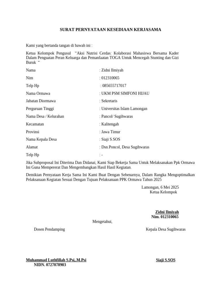 SURAT MITRA PPK ORMAWA | PDF