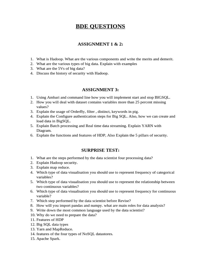 BDE Questions | PDF