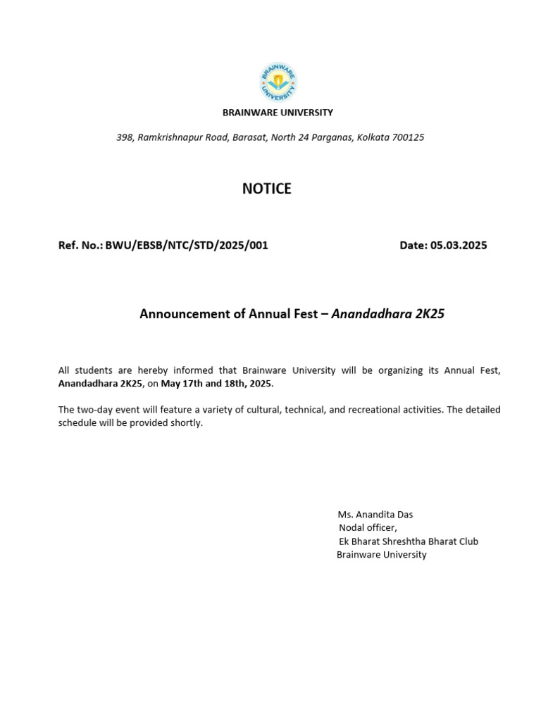 Fest Notice Date Announcement | PDF