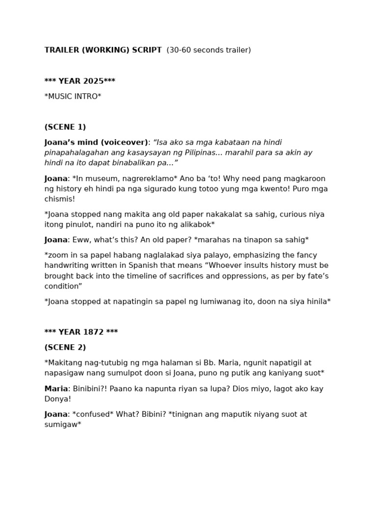 GEC109 Working Trailer Script | PDF