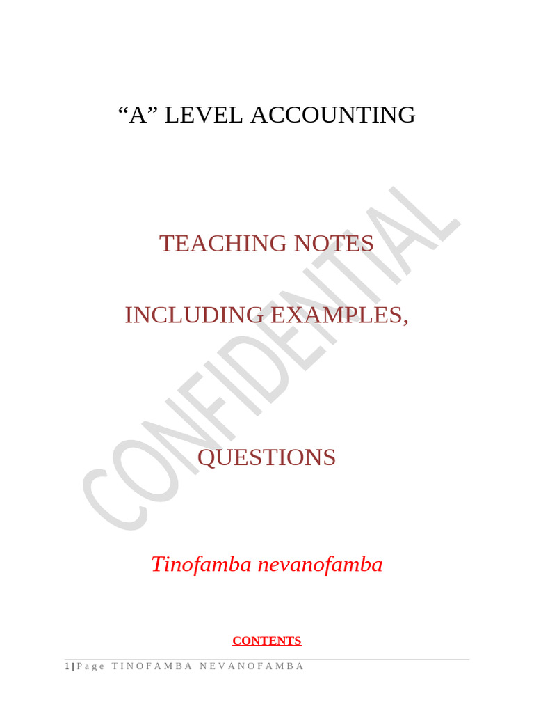 A Level Accounting NOTES-1 | PDF | Intangible Asset | Income Statement