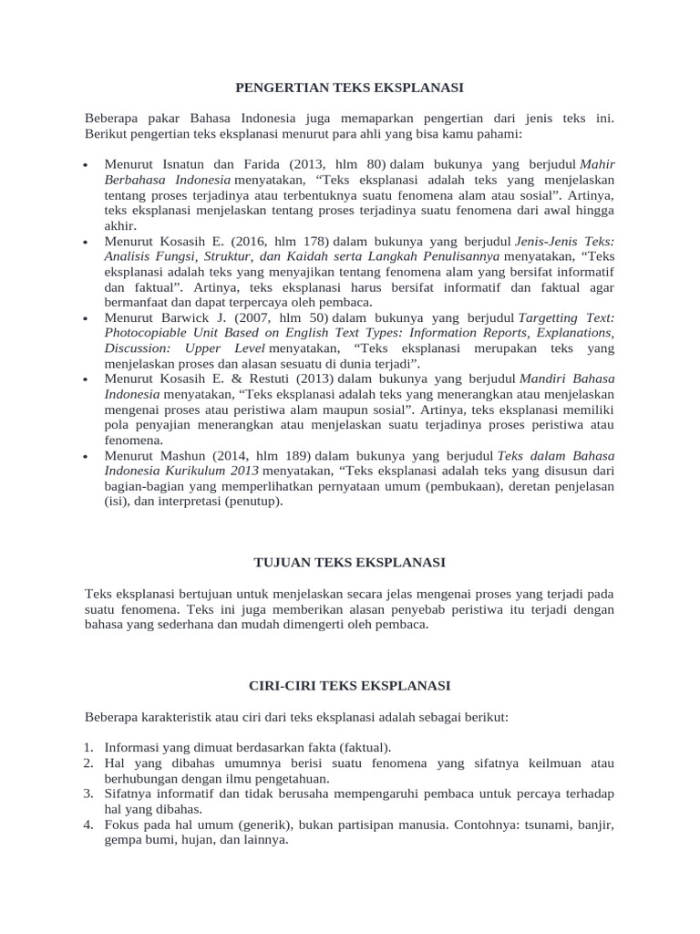 PENGERTIAN TEKS EKSPLANASI | PDF