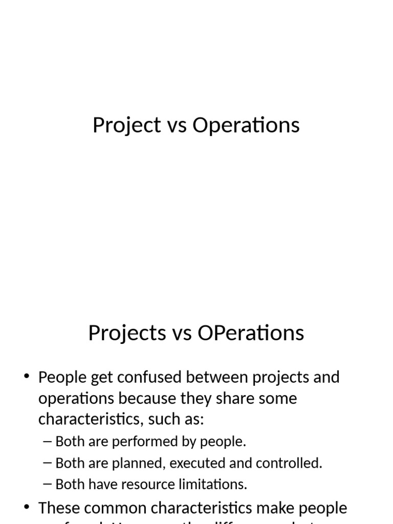 Module 1- Project vs Operations | PDF | Project Management | Business