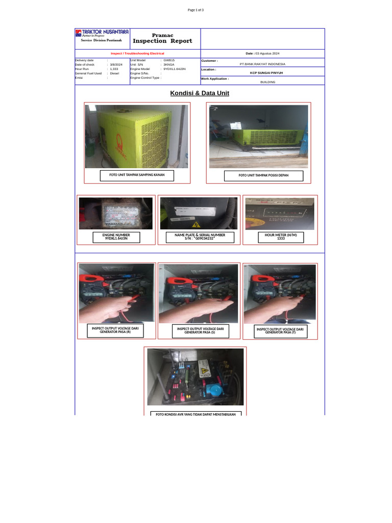 Report PRAMAC (KCP SUNGAI PINYUH) | PDF | Electric Power | Electrical Engineering
