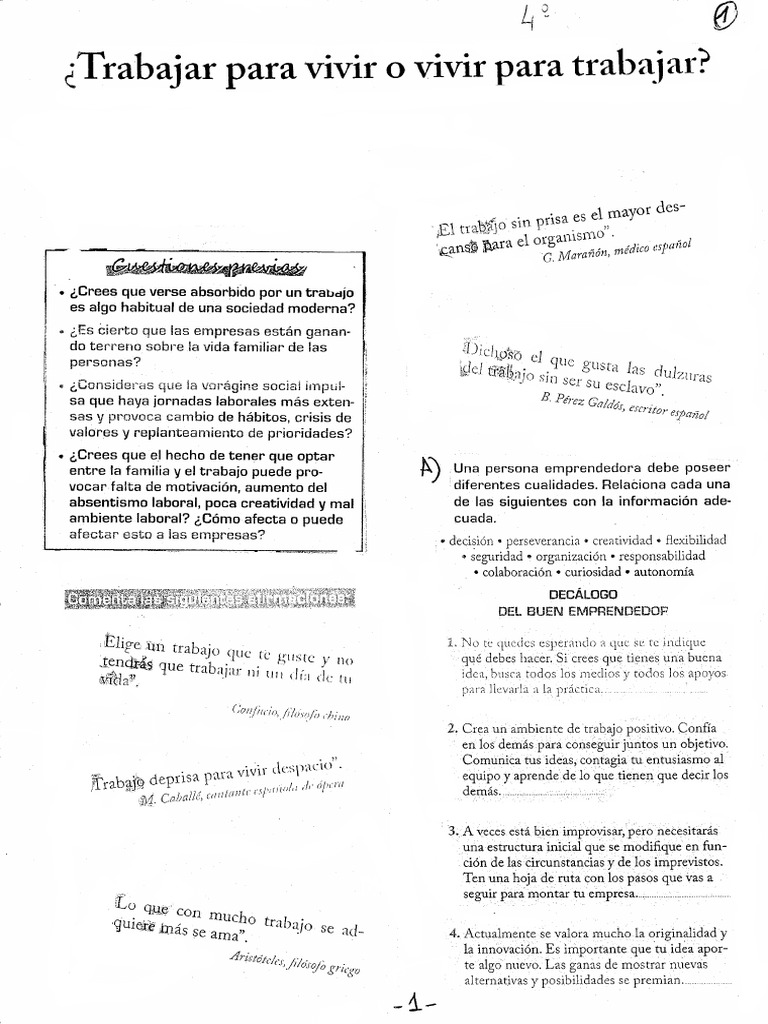 Trabajar para Vivir o Vivir para Trabajar | PDF