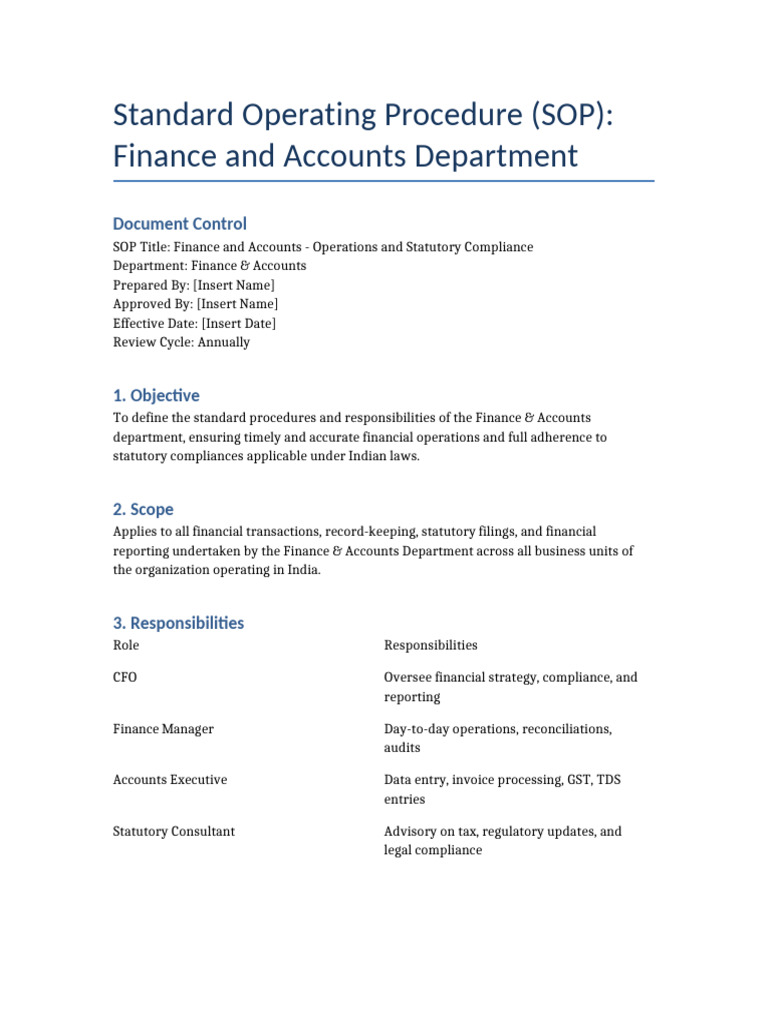 Finance_Accounts_SOP_Part2 | PDF | Invoice | Receipt