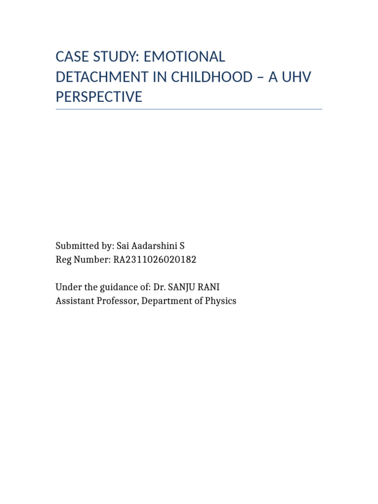 UHV Case Study Riya Extended | PDF | Love | Compassion