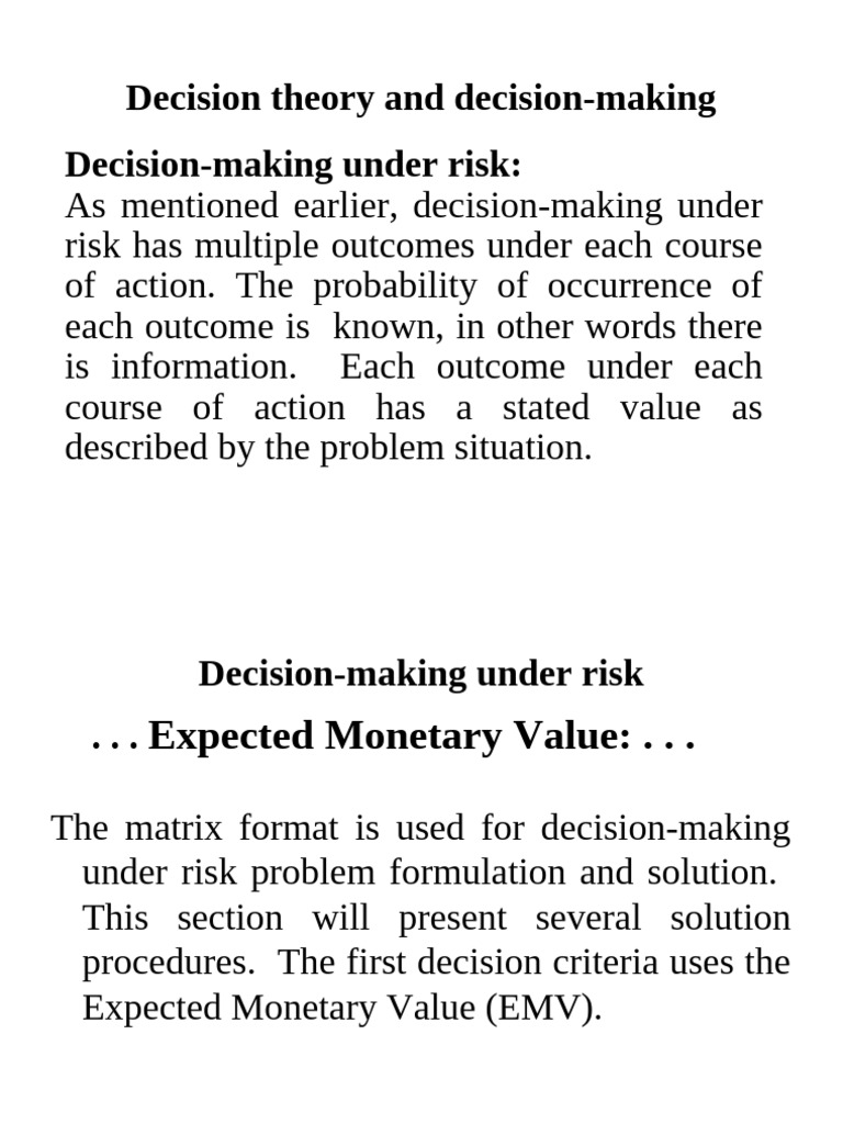 2c QA Decision Theory | PDF | Utility | Risk