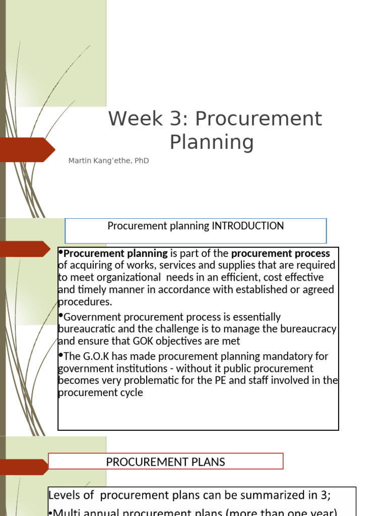 Week 3 Procurement Planning | PDF | Procurement | Business