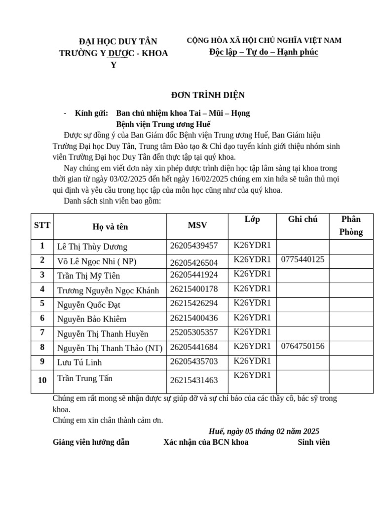 Đơn-Trình-Diện - K26.2 | PDF