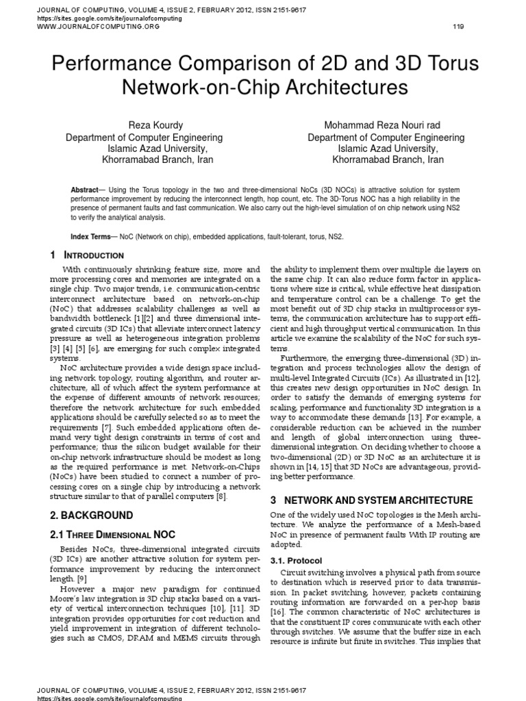 Performance Comparison of 2D and 3D Torus Network-on-Chip Architectures | PDF | Integrated ...