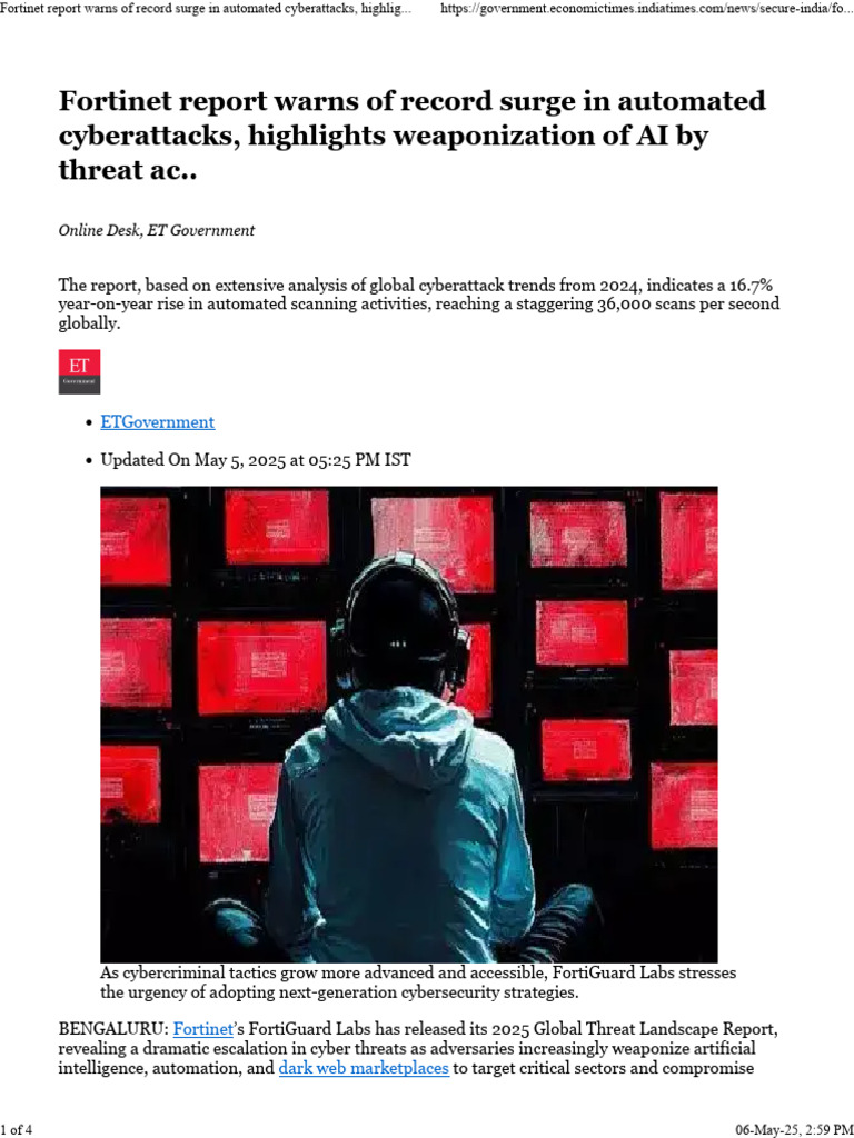 Fortinet report warns of record surge in automated cyberattacks ...
