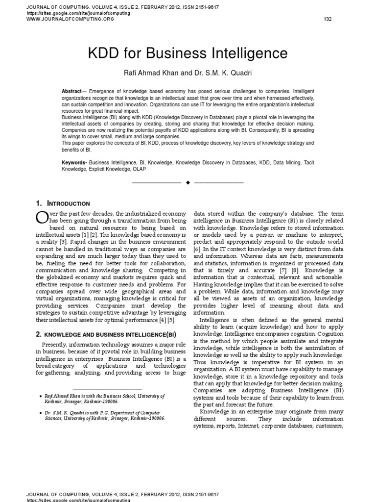 KDD For Business Intelligence | PDF | Data Mining | Business Intelligence