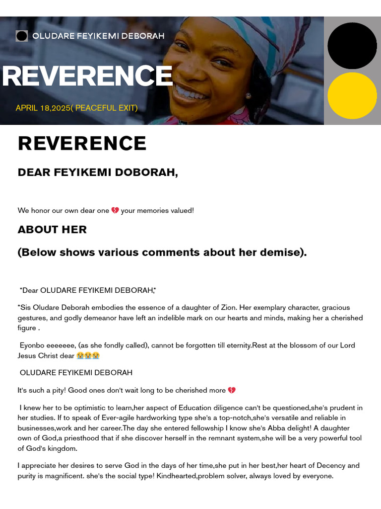 Reverence To Oludare Feyikemi Deborah - 20250419 - 135356 - 0000 | PDF | Religious Belief And ...