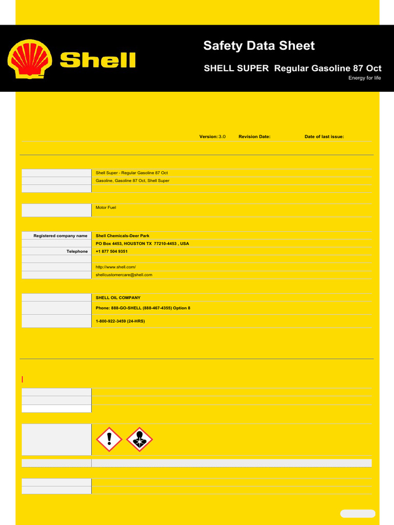 HDS Gasolina Safety Data Sheet | PDF | Toxicity