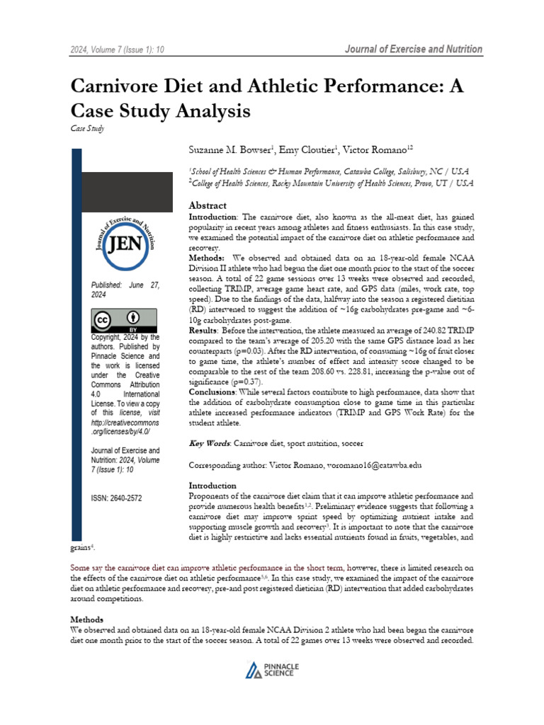 Carnivore Diet's Impact on Athlete Performance | PDF | Dieting | Sports ...