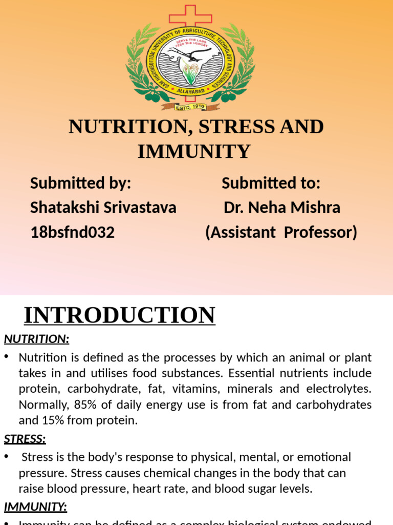 Nutrition, Stress and Immunity 2.0 | PDF | Nutrition | Diet & Nutrition