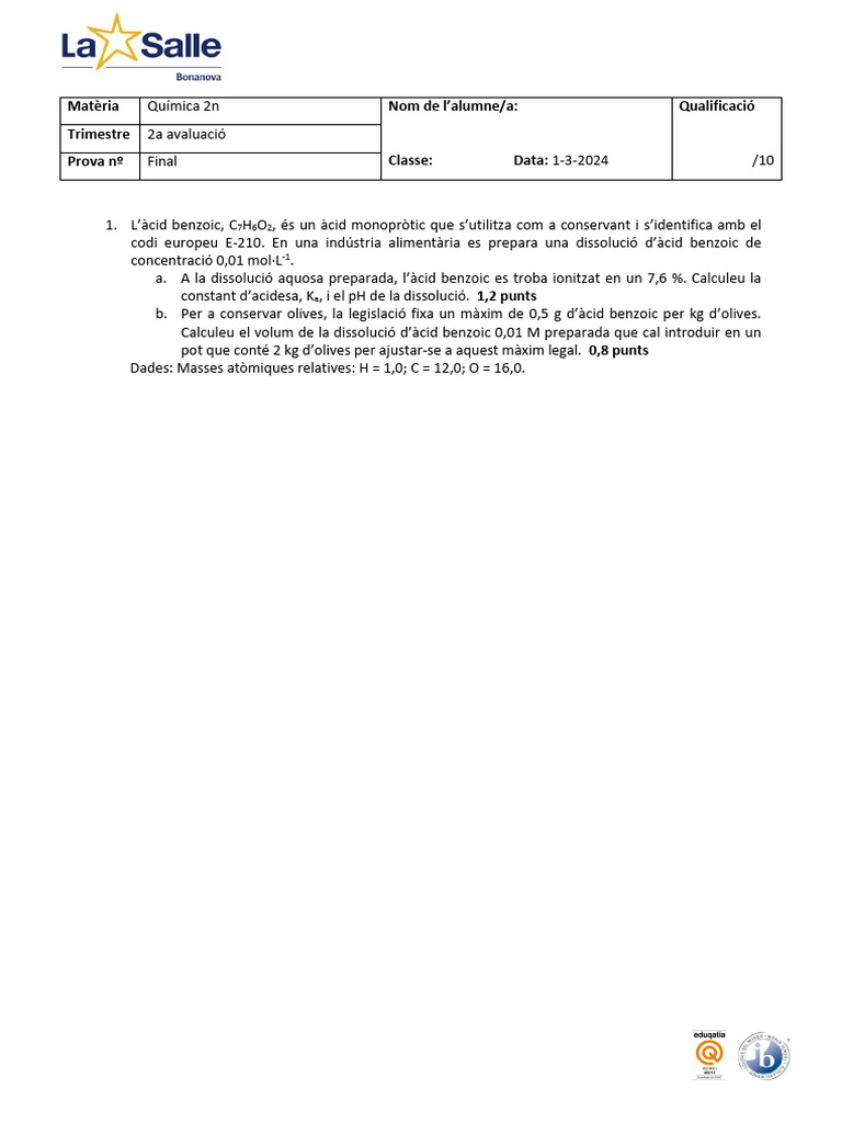 2 Química2 - 2T - Final - 2a - Av | PDF