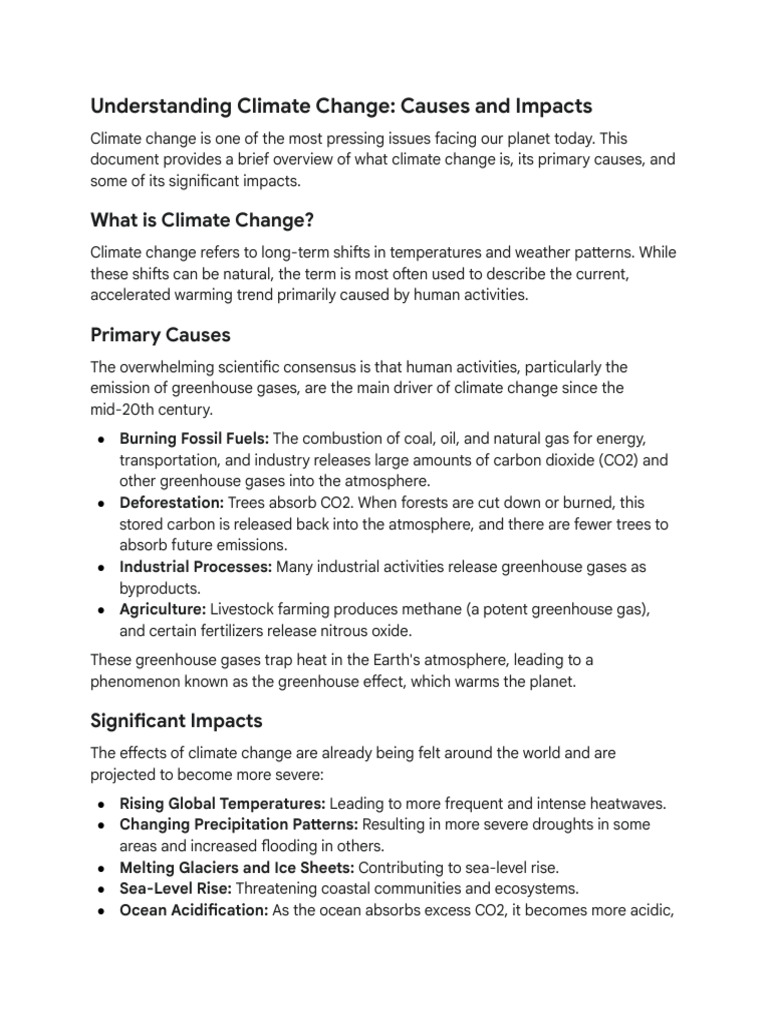 Understanding Climate Change - Causes and Impacts | PDF | Climate ...