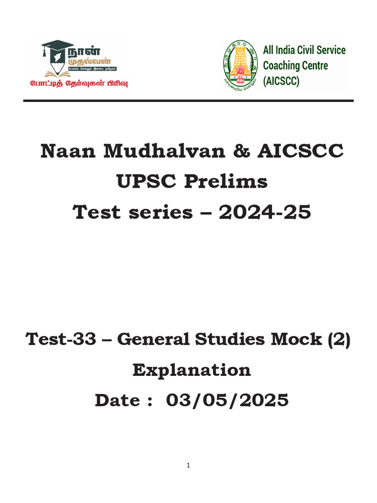 Test 33 - GENERAL STUDIES MOCK (2) - Key With Solutions | PDF | Rna ...