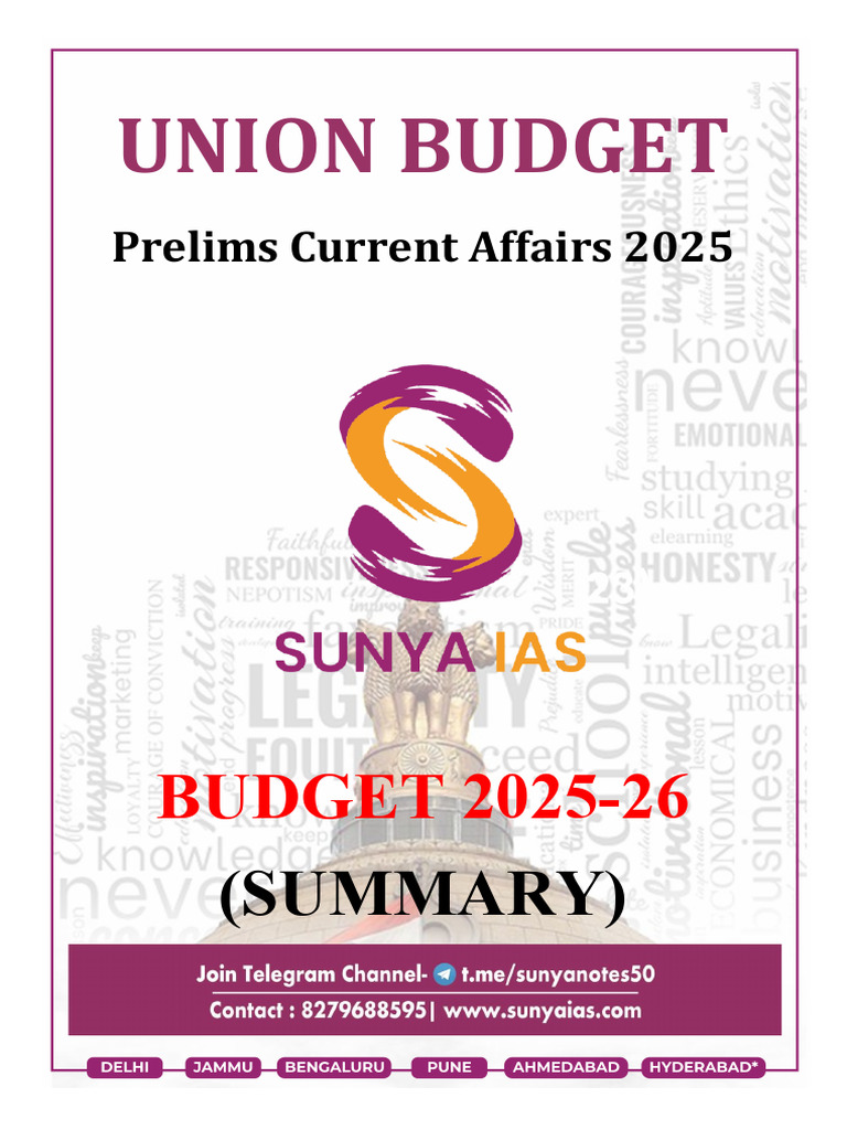 Union Budget 2025-26 Summary | PDF | Cotton | Government Budget