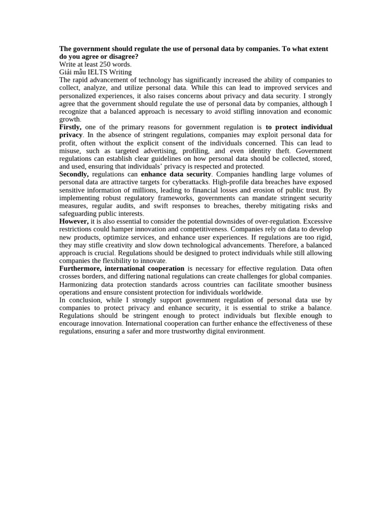 The Government Should Regulate The Use of Personal | PDF