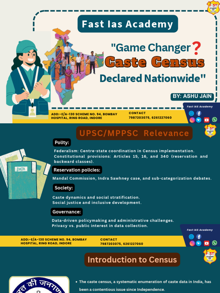 Caste Census by Fast Ias Academy | PDF | Census | Politics Of India