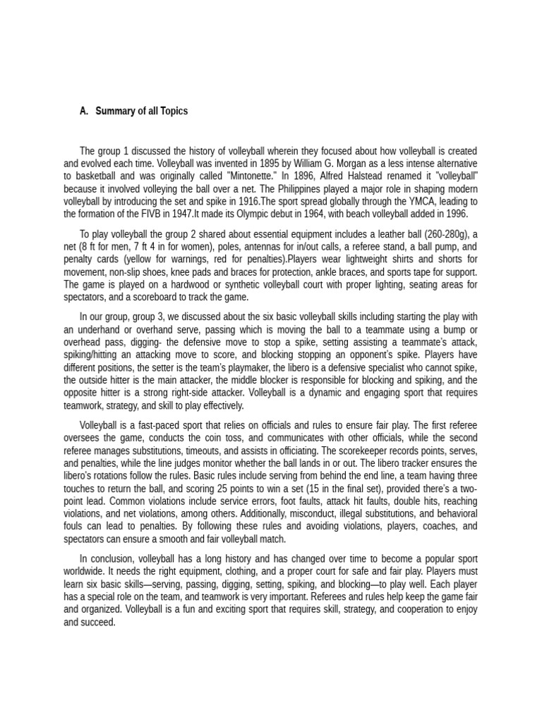 Group 3 Pathfit 4 Assignment | PDF | Volleyball | Psychology