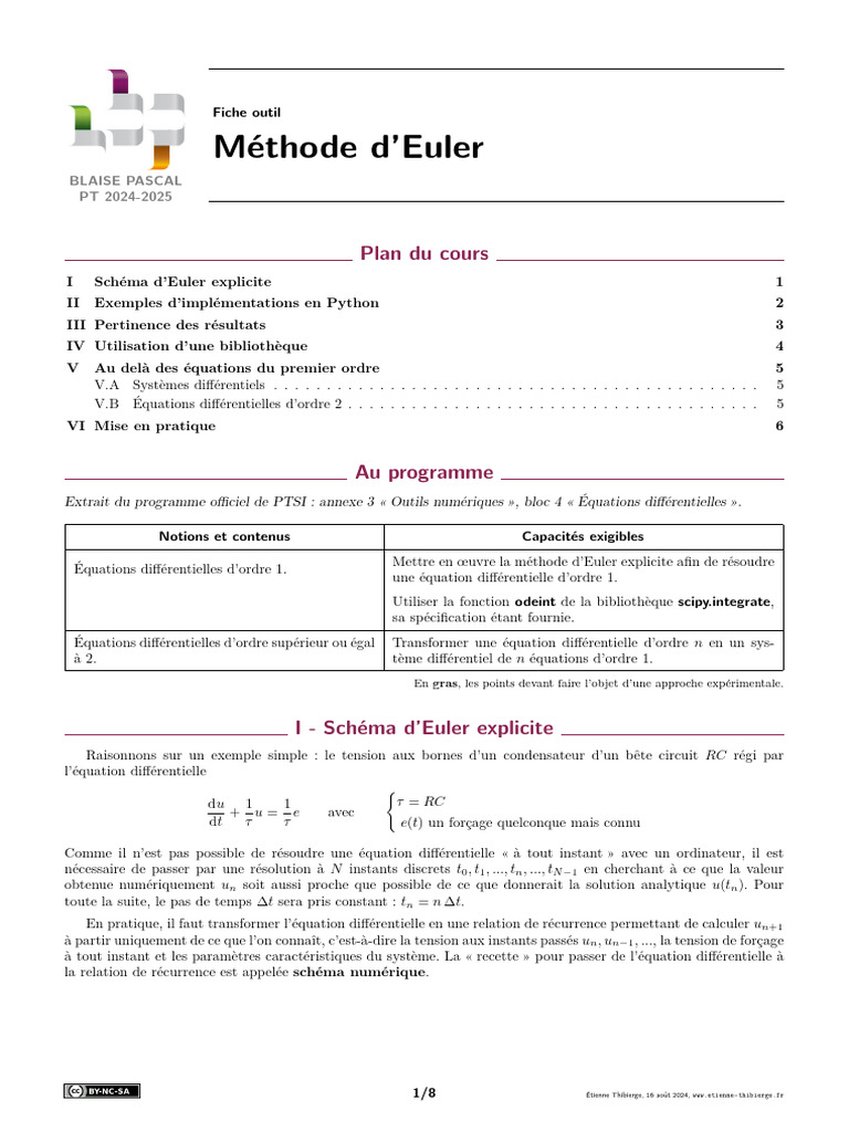 Implémentation de la méthode d'Euler en Python | PDF | Équation ...