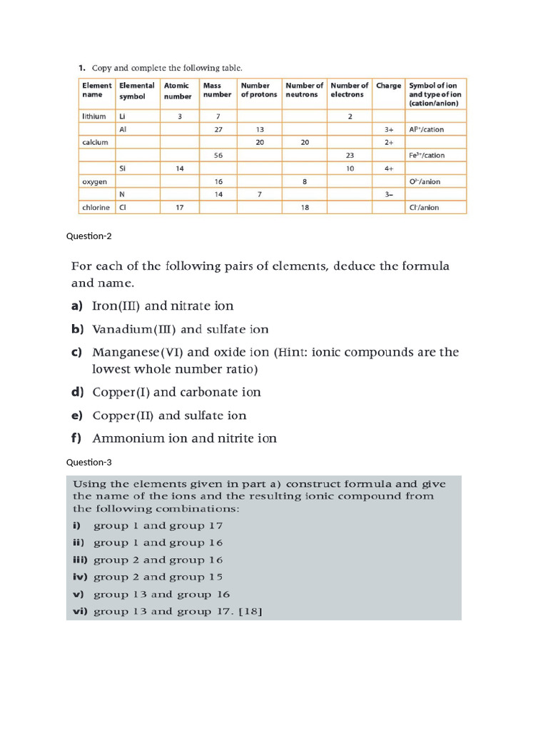 Atomic Structure Ws | PDF
