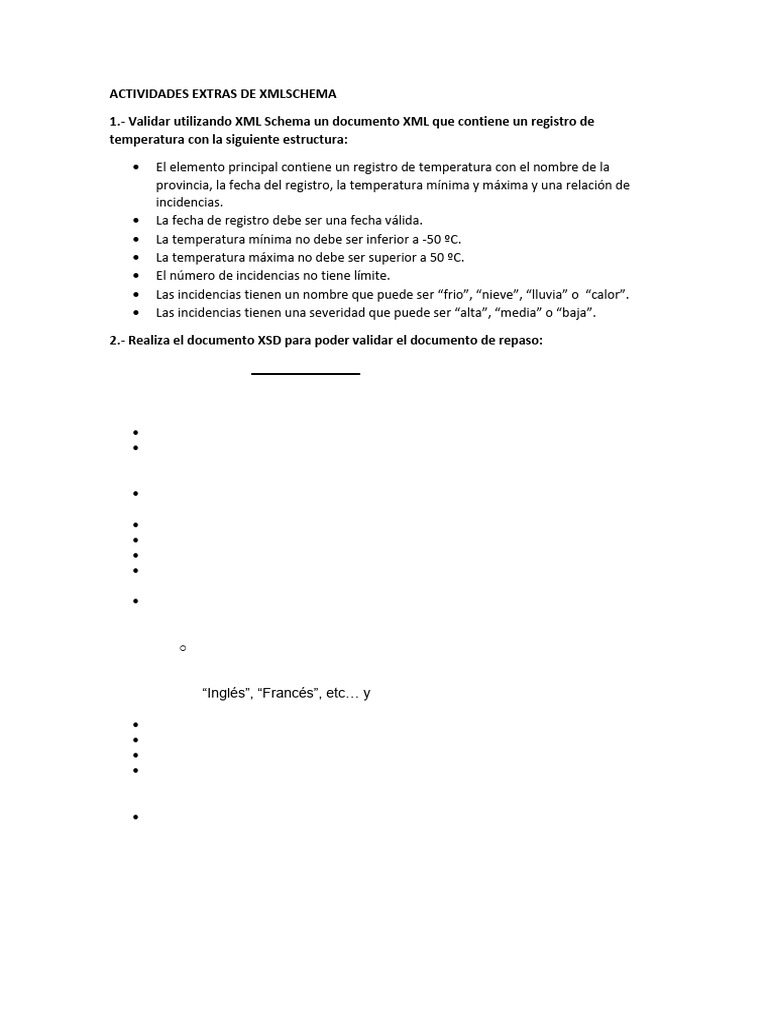 Actividades Extras de Xmlschema | PDF | Xml | Informática