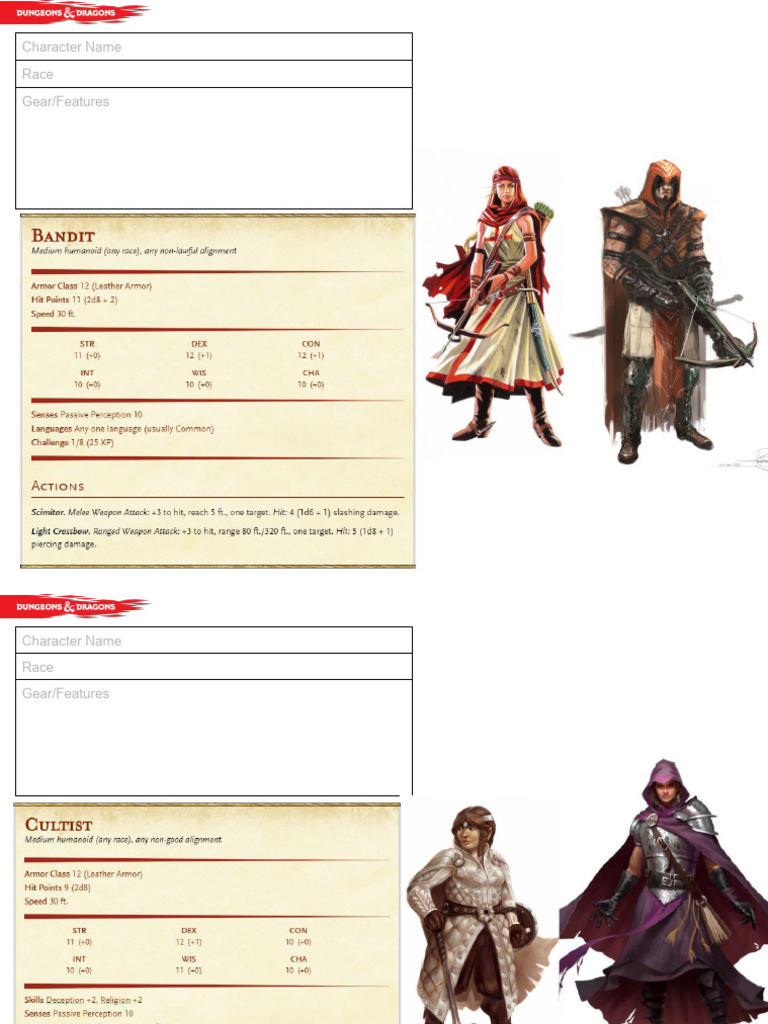 NPC Creatures As Pregens | PDF