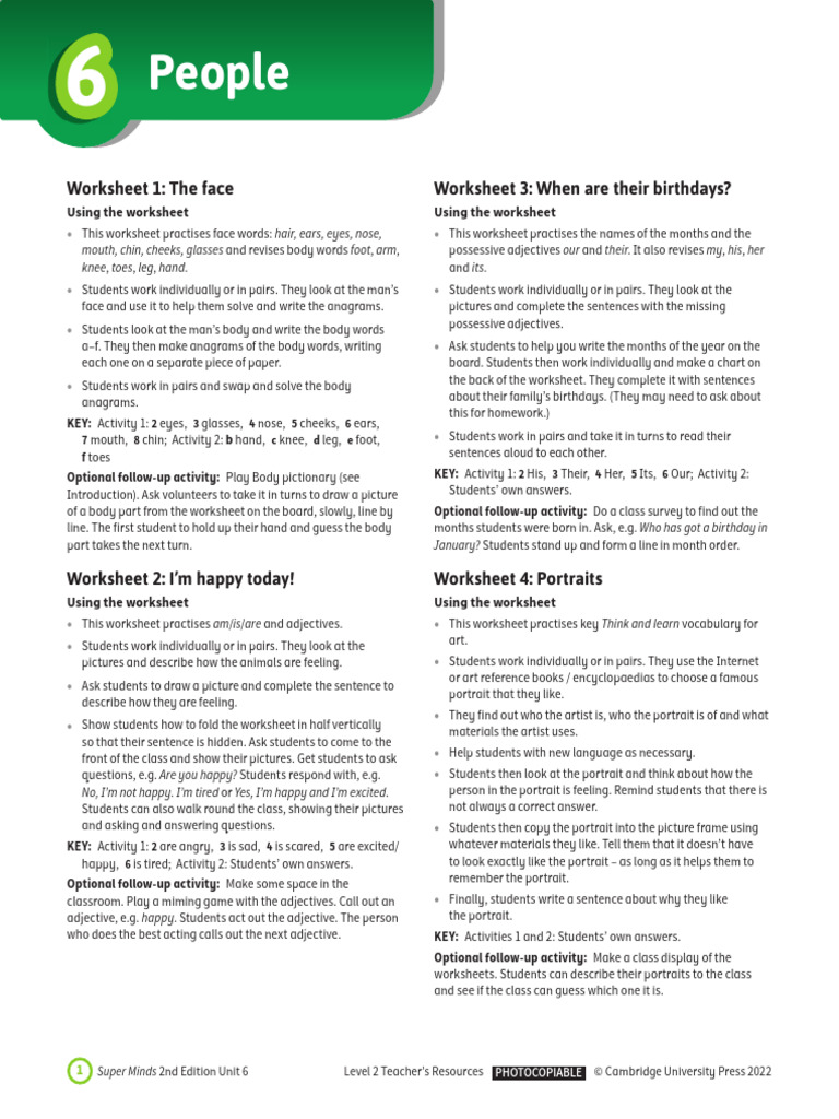 SM2ed Teacher's Resources Worksheet G L2 U6 | PDF | Human Communication | Learning