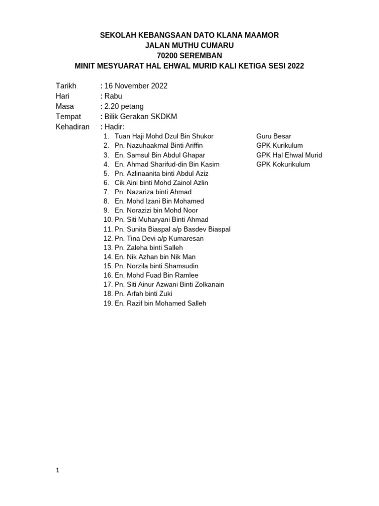 Minit Mesyuarat HEM 2024 (3) | PDF