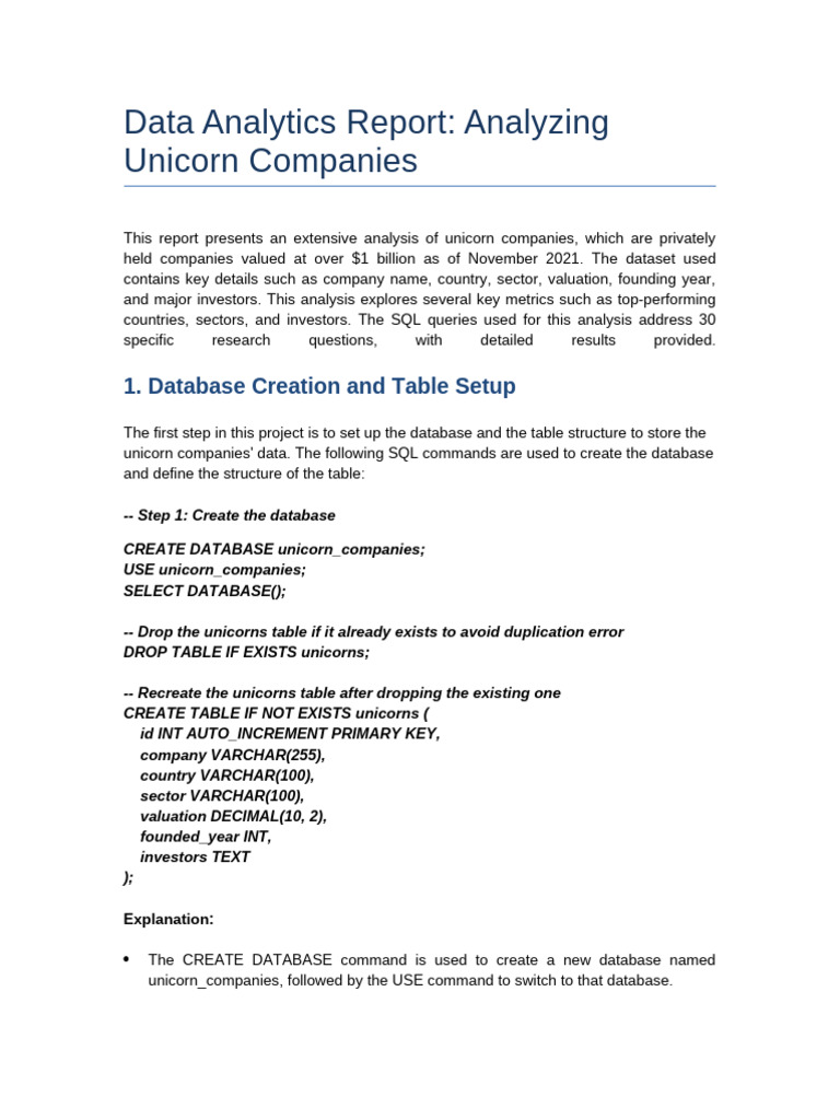 Analyzing Unicorn Companies (Final) | PDF | Comma Separated Values | Databases