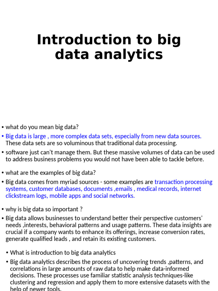 Introduction To Big Data Analytics | PDF | Data | Big Data