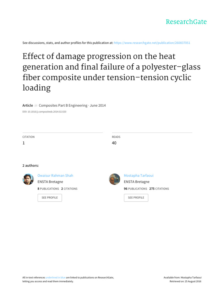 Effect of Damage Progression On The Heat | PDF | Fatigue (Material) | Composite Material