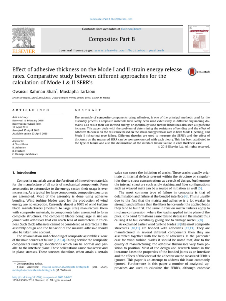 Adhesive Thickness Impact on SERRs | PDF | Fracture Mechanics | Fracture