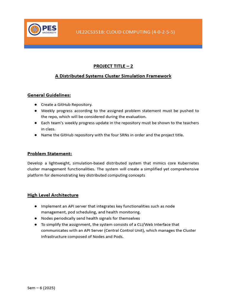 Project - 2 - Distributed Systems Cluster Simulation Framework - Docx-1 | PDF | Computer Cluster ...