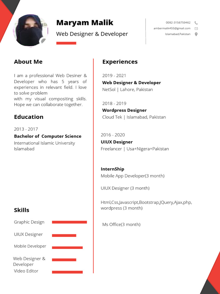 Clean Minimalist CV Resume Template (5) | PDF