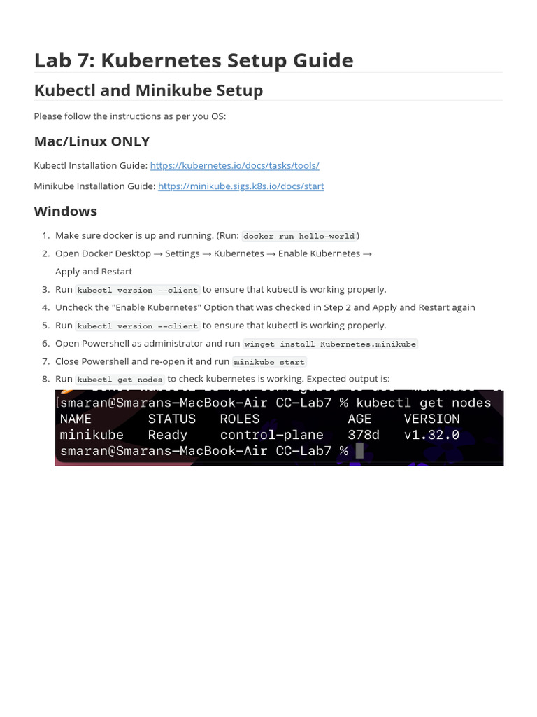 Lab 7 Kubernetes Setup Guide (1) | PDF