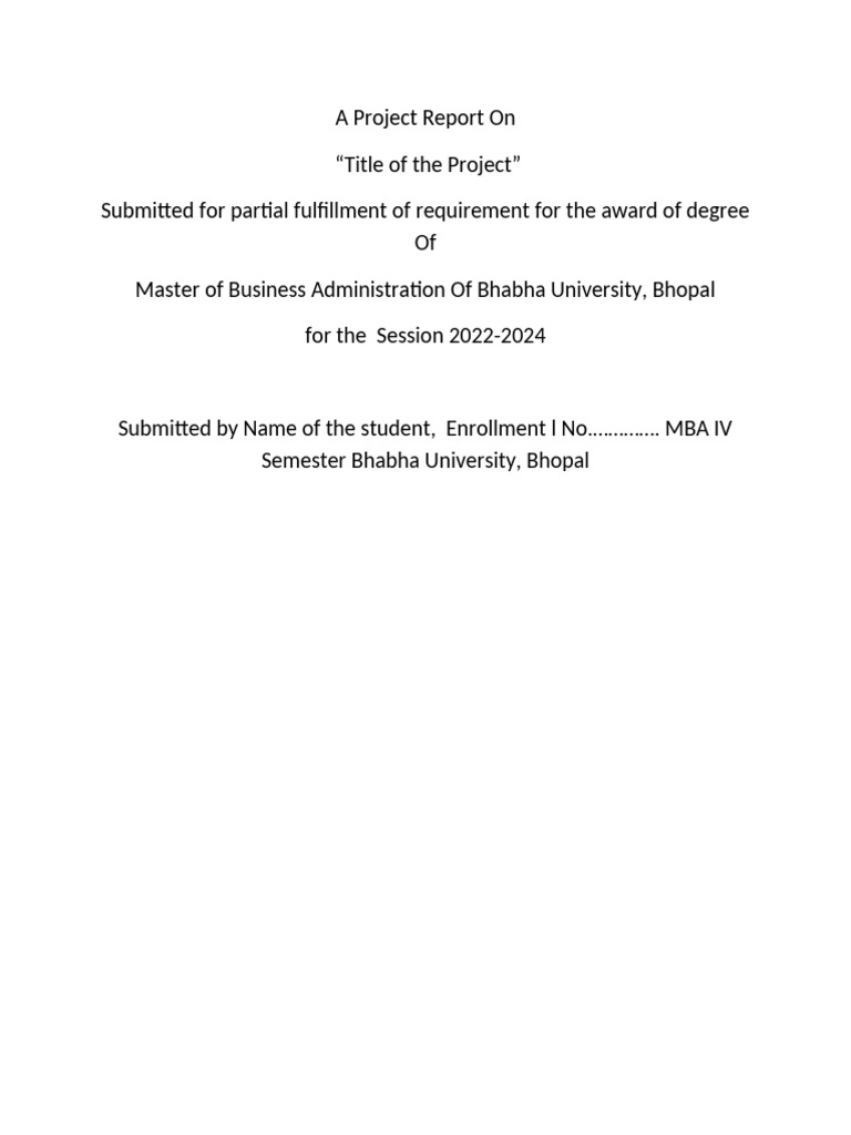 Sample Project Report Cover Page | PDF