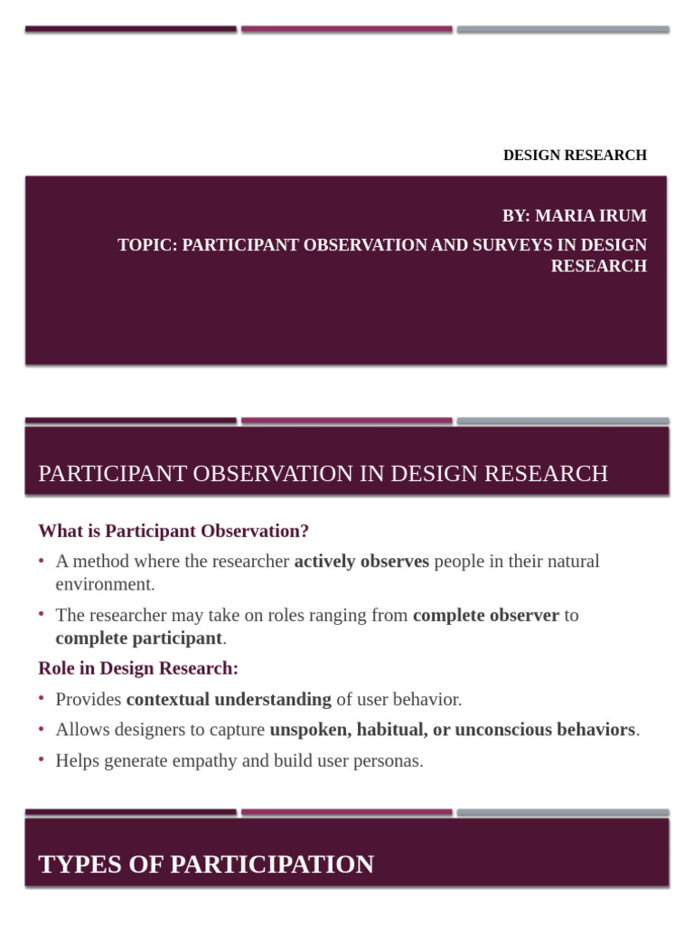 Participant Observation and Surveys in Design Research | PDF | Survey ...