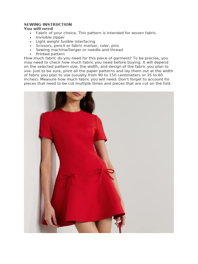 valentiono short dress SEWING INSTRUCTION | PDF | Seam (Sewing) | Sewing