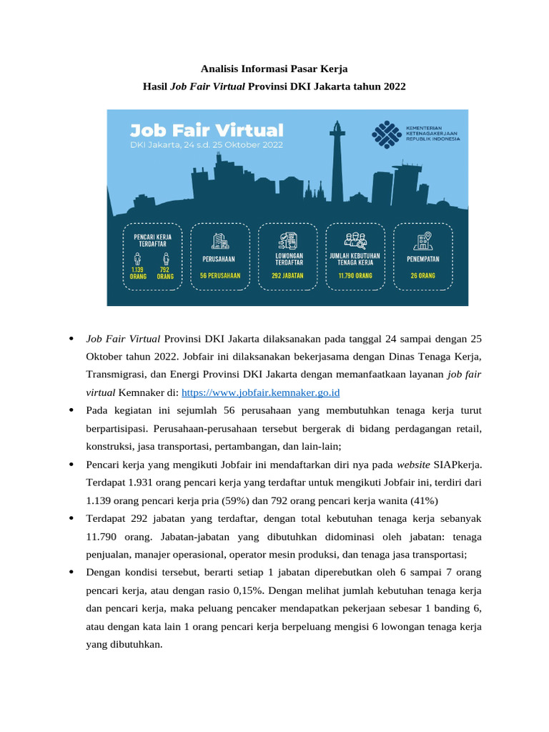 Analisis Informasi Pasar Kerja JobFair Virtual DKI | PDF