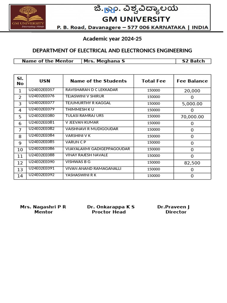 Fees Collection List Academic Year 2023-24. | PDF
