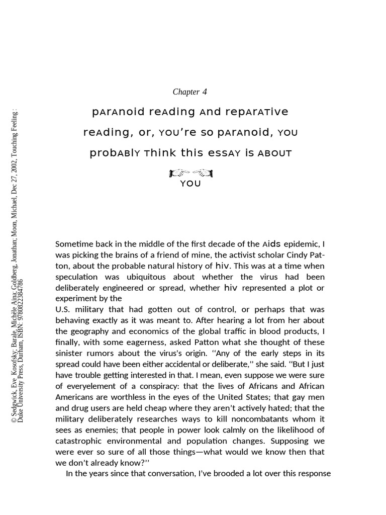 sedgwick-paranoid-reading | PDF | Paranoia