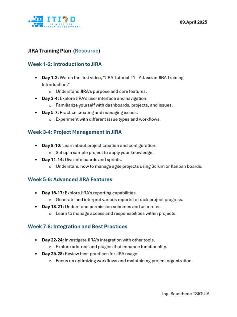 JIRA Training Plan | PDF